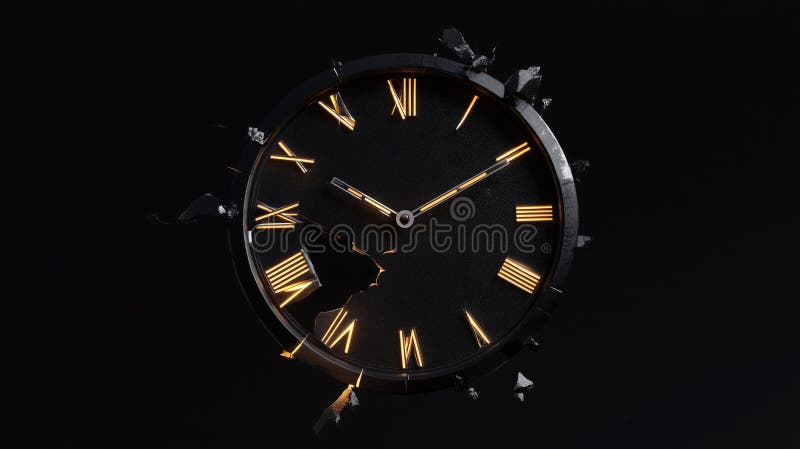 Fragmented Clock Face in Zero Gravity Concept Stock Image - Image of ...