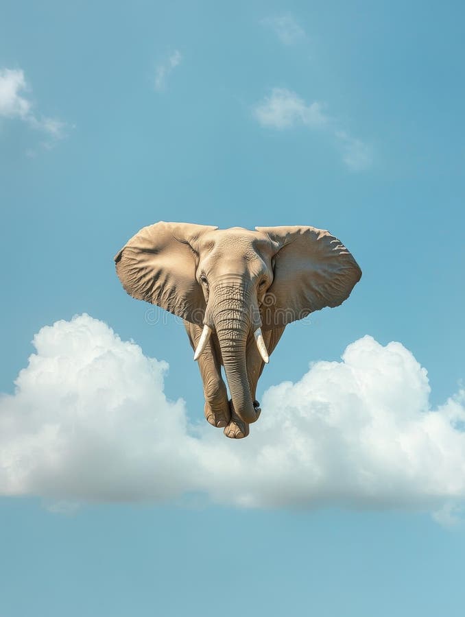 A Surreal Image of an Elephant Flying through a Dreamy Cloudscape ...