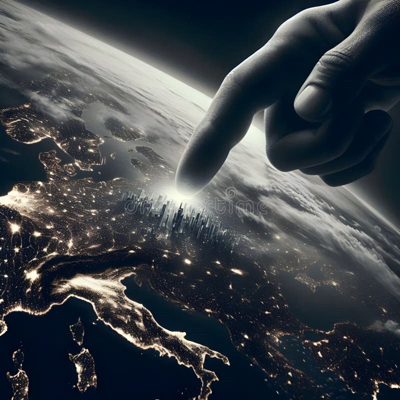 Surreal Image of God S Index Finger from Above Pressing Against the ...