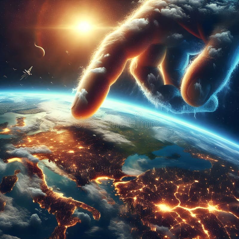 Surreal Image of God S Index Finger from Above Pressing Against the ...