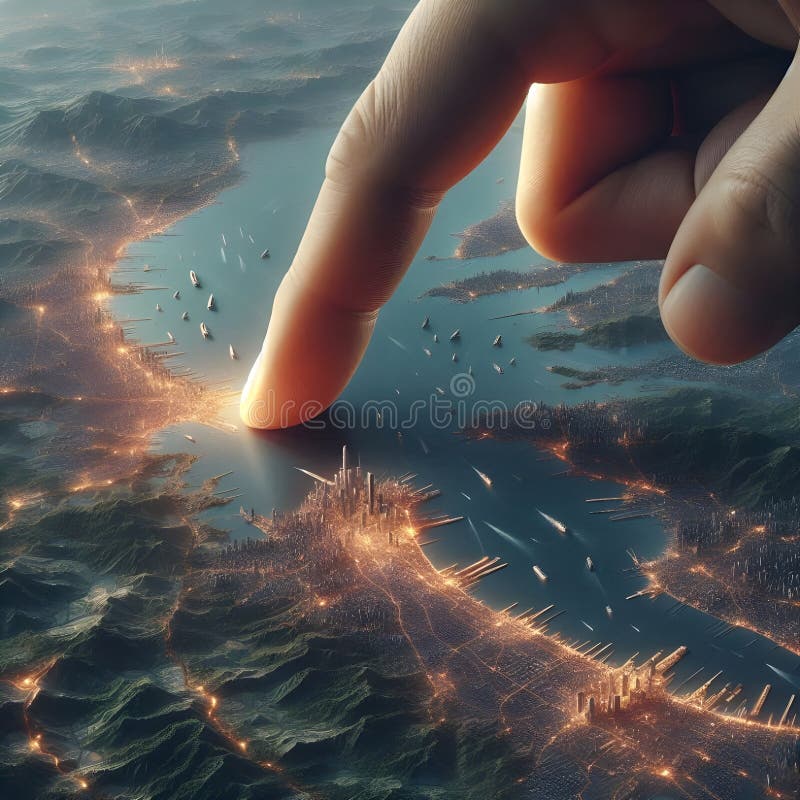 Surreal Image of God S Index Finger from Above Pressing Against the ...