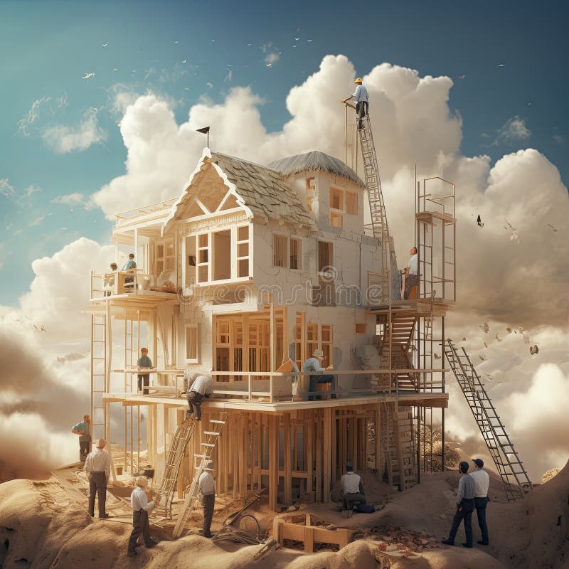 Surreal Image of a House Under Construction in the Middle of a Desert ...