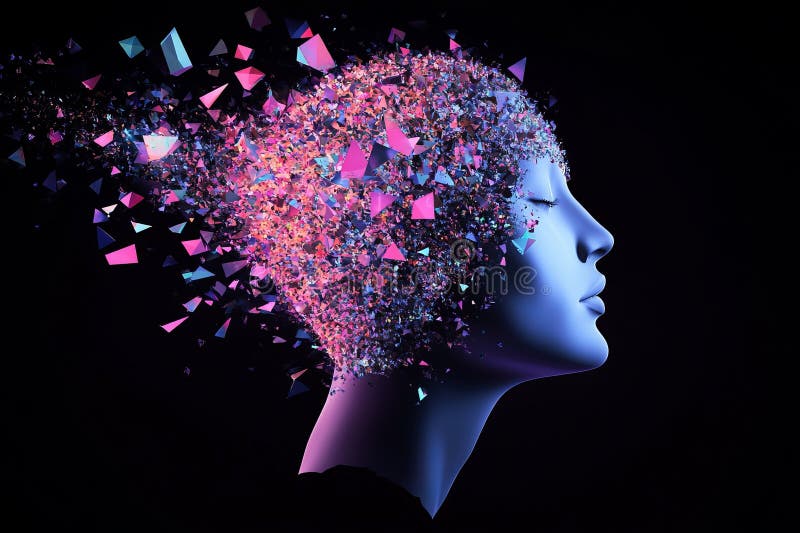Surreal Image of a Human Head in Profile, with Vibrant, Colorful ...
