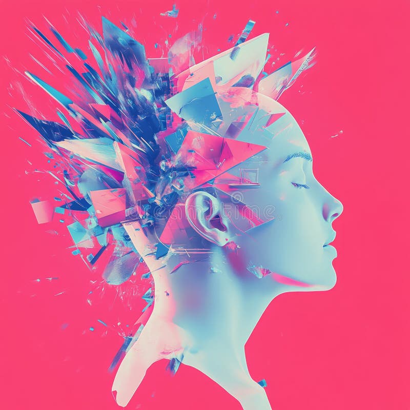 Surreal Image of a Human Head in Profile, with Vibrant, Colorful ...