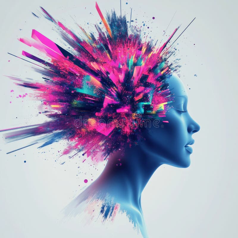 Surreal Image of a Human Head in Profile, with Vibrant, Colorful ...