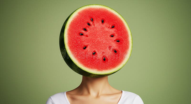 A Surreal Image of a Human Torso with a Watermelon Slice As the Head ...