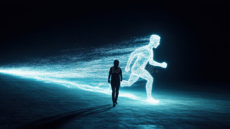 Surreal Image of a Human Walking Forward while Their Glowing ...