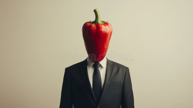 Surreal Image of a Person with a Bell Pepper Head in a Suit Stock Image ...