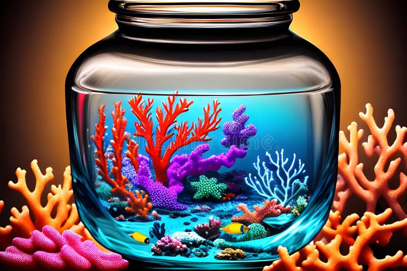 Surreal Image of the Psychedelic Ocean Inside a Glass Bottle. Stock ...