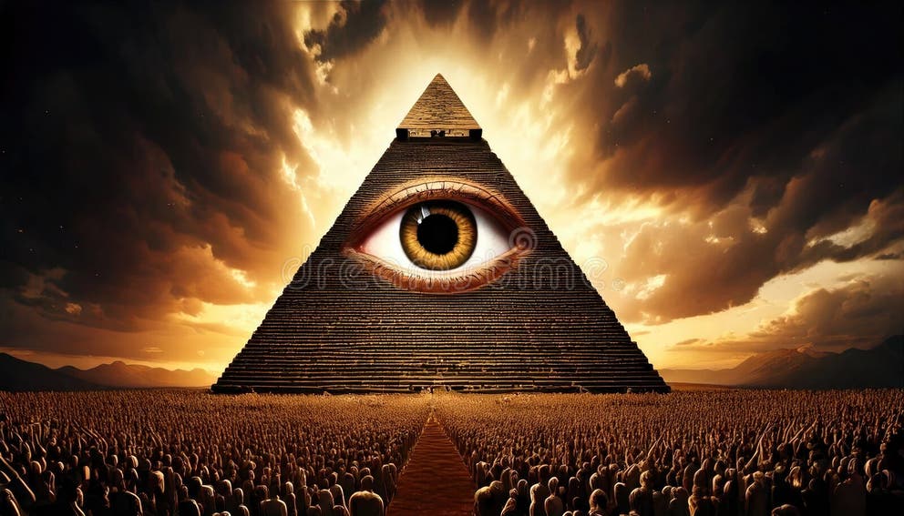Surreal Image of a Pyramid with an Eye at Its Center Towering Over a ...