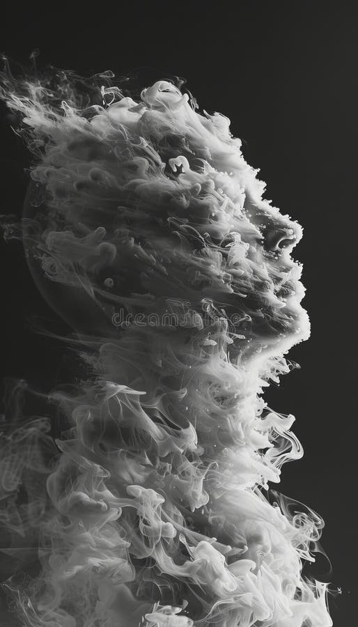 A Surreal Image of Smoke Forming a Humanoid Shape Against a Dark ...