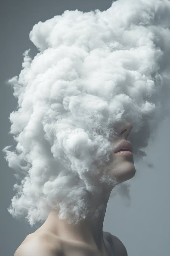Surreal Imagery of a Cloud-Enveloped Figure in Thought and Tranquility ...