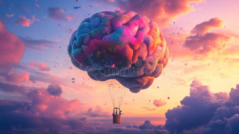 Surreal Imagination Journey with Floating Brain Hot Air Balloon at ...