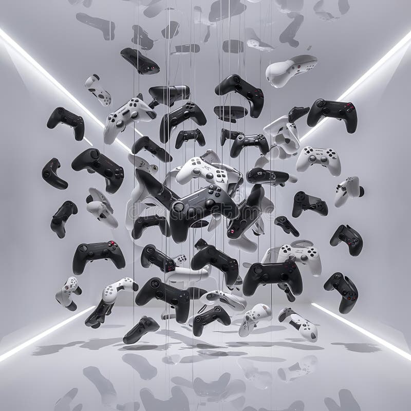 A Surreal Installation of Black and White Gaming Controllers is ...