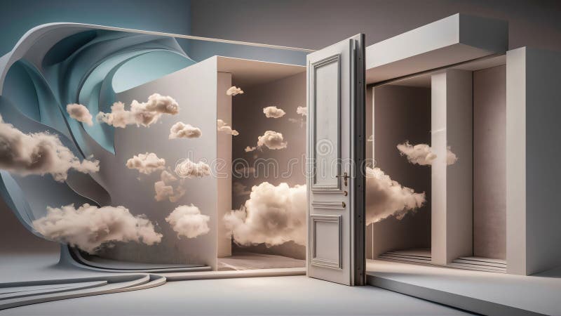 Surreal Interior Design, Cloudscape through Open High Quality Image ...