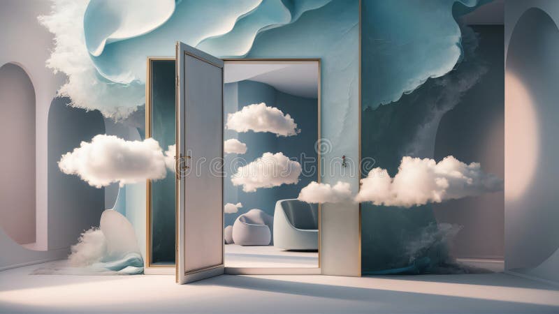 Surreal Interior Design, Dreamlike Cloudscape High Quality Image Stock ...