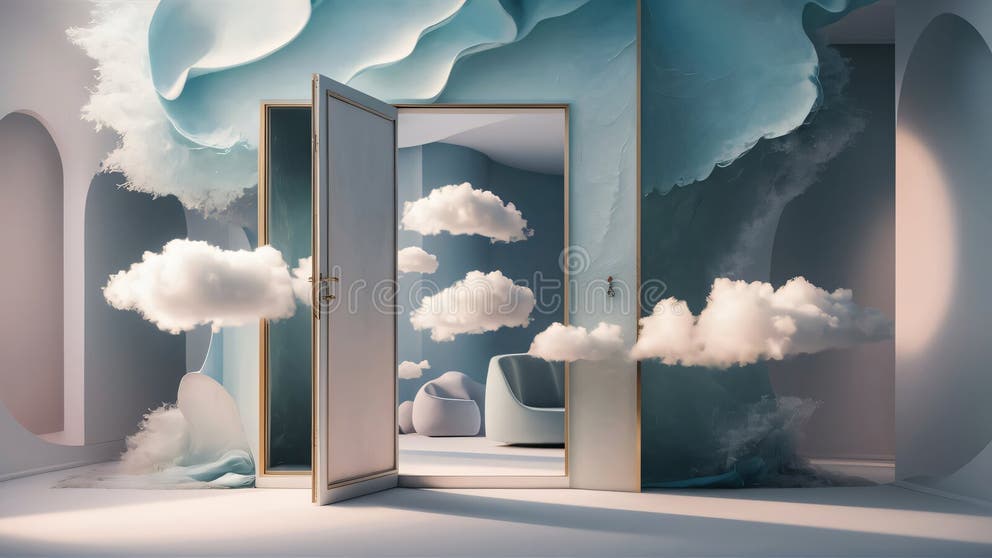 Surreal Interior Design, Dreamlike Cloudscape High Quality Image Stock ...