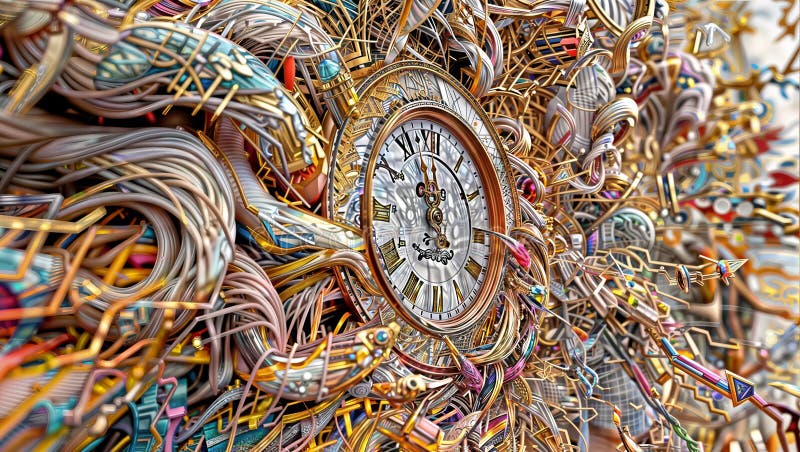 Abstract Clockwork: Surreal Metallic Art, Generative Ai Stock ...