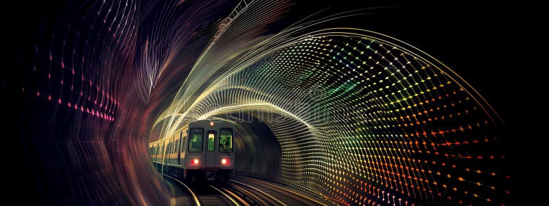 A Surreal, Kaleidoscopic Vision of a Train Hurtling through a Tunnel. Stock Illustration ...