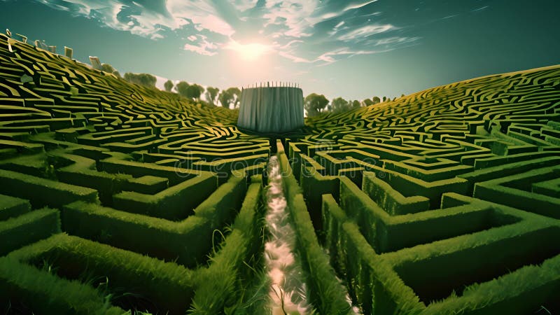 Surreal Labyrinth Concept with Magic Maze and Ancient Pathway Stock ...