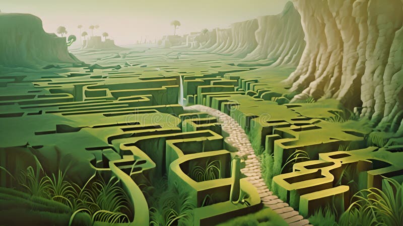Surreal Labyrinth Concept with Magic Maze and Ancient Pathway Stock Footage - Video of freedom ...