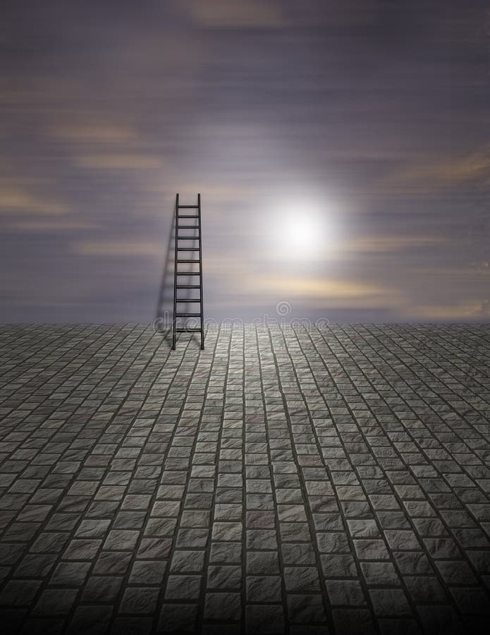 Surreal Ladder Scene stock illustration. Illustration of achievement ...