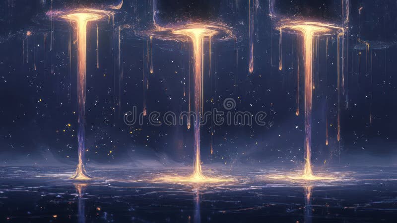 A Surreal Landscape Featuring Glowing Streams of Light Cascading from ...