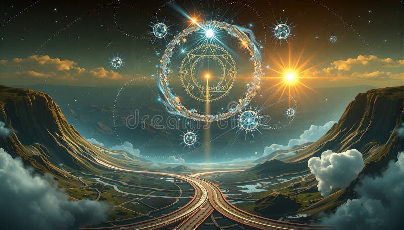Celestial Highways of the Cosmos Stock Image - Image of surreal, lights ...