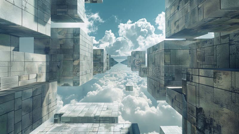 A Surreal Landscape of Floating Rectangles and Squares Giving the ...