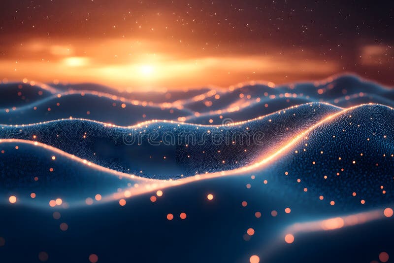 Dreamy Abstract Landscape with Rolling Waves at Sunset - Ideal for ...