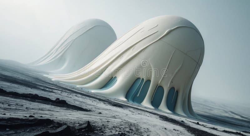 Surreal Landscape with Ovoid Structures Abstract Futuristic ...