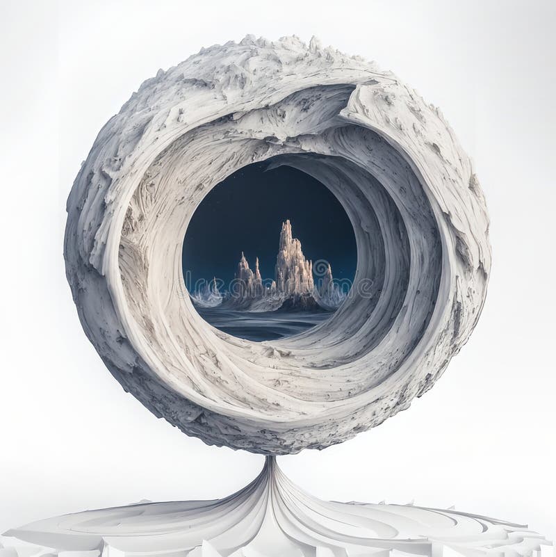Surreal Landscape within a Sphere. Generative AI. Stock Illustration ...