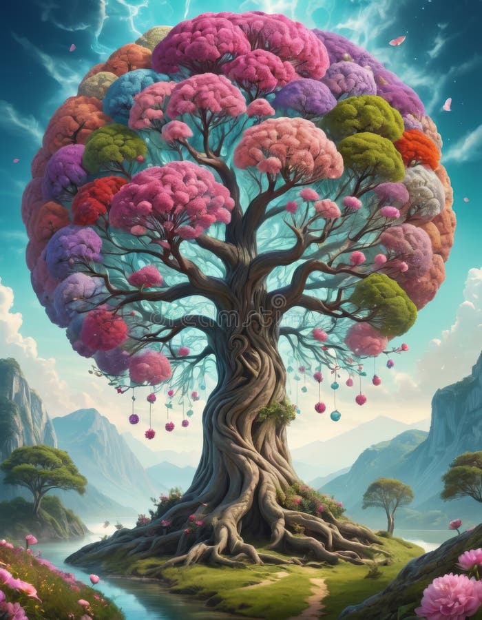 Surreal Brain Tree Landscape Stock Photo - Image of fantasy, thinking ...