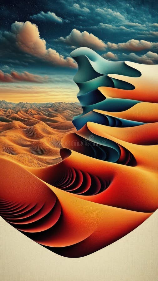 A Surreal Landscape of Undulating Sand Dunes Under a Dramatic Sky Stock ...