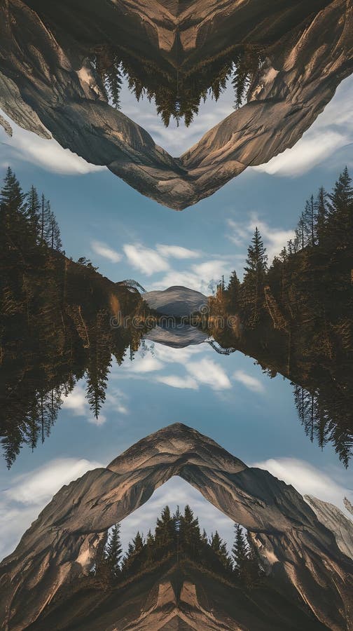 A Surreal Landscape Where the Sky is a Liquid Mirror, Reflecting an ...