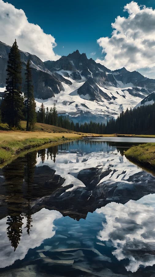 A Surreal Landscape Where the Sky is a Liquid Mirror, Reflecting an ...