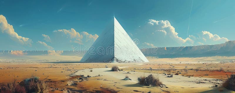 Surreal Landscape with a White Triangle Stock Photo - Image of nature ...