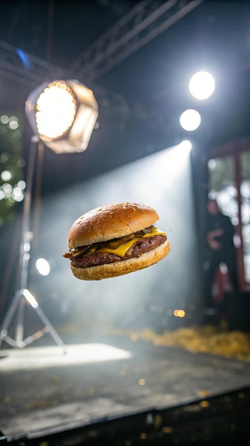 Surreal Levitating Hamburger with Backlight Stock Illustration ...
