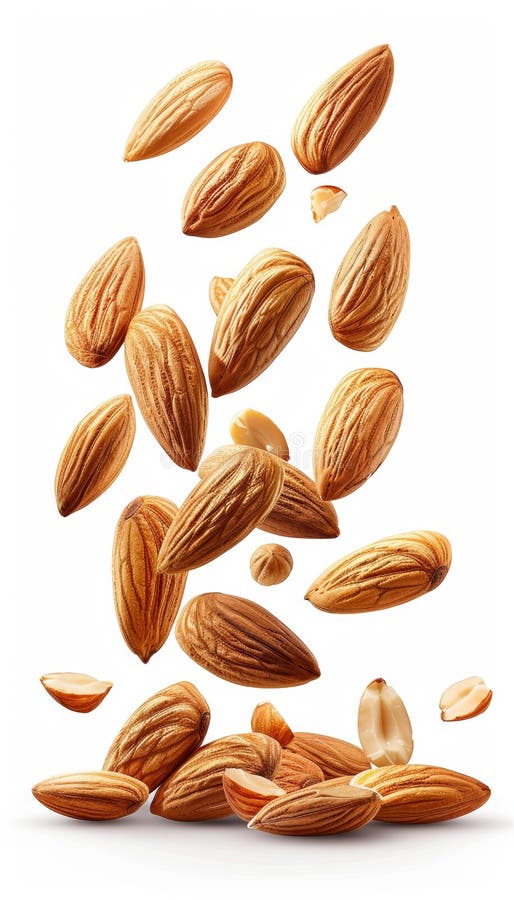 Surreal Levitating Nuts Falling in Mid Air on White Background ...