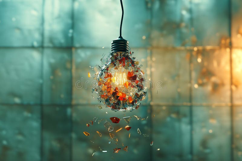 A Surreal Light Bulb Shape Made Entirely of Floating Glass Shards ...