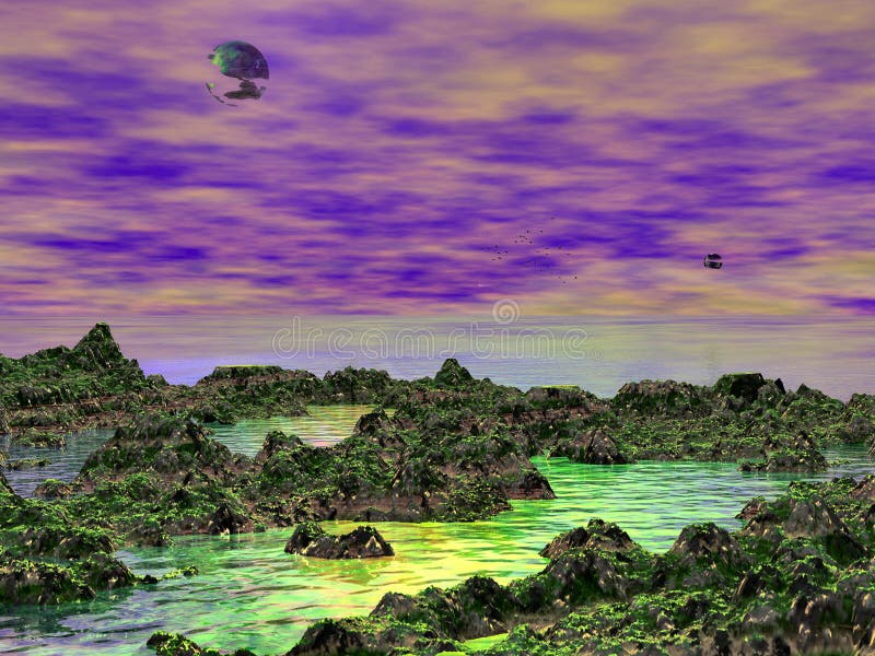 Alien Birds Flying between Planets Stock Illustration - Illustration of ...