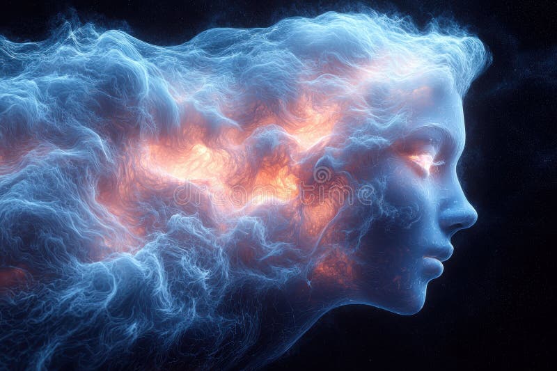 Surreal Luminous Waves Create Ethereal Face with Electric Currents ...
