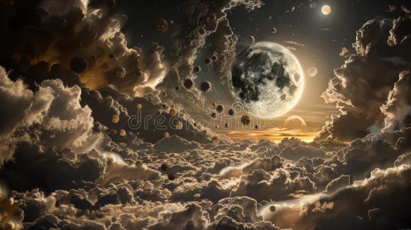 Surreal Lunar Art Featuring Abstract Moon Interpretations Stock ...