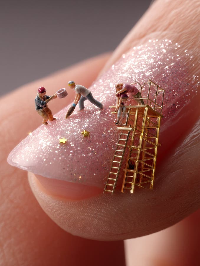 A Surreal Macro Image of Tiny Construction Workers Cleaning and ...