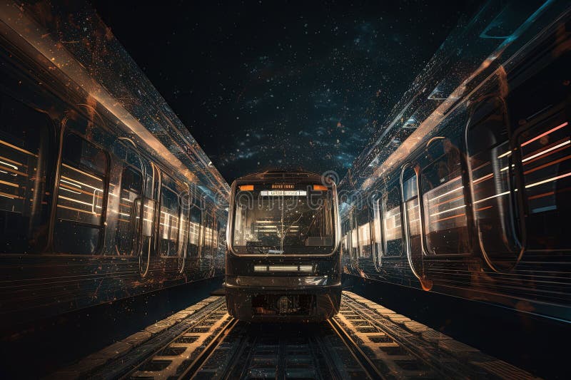 Surreal Magic Train in the Astral Space. Railway Trip on the Magic Train with Good Aura. Stock ...