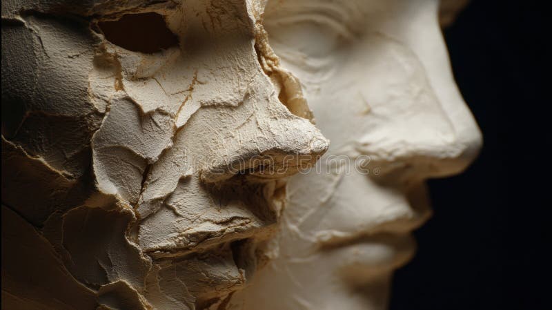 Surreal Mask Blending into a Neutral Void Symbolizes the Passage of ...