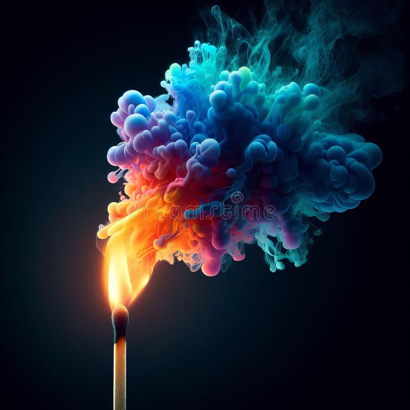 Surreal Matchstick Smoke Art Stock Photo - Image of cloud, generated ...