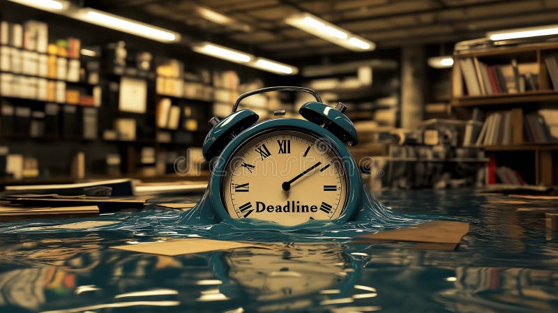 Surreal Melting Clock Drips Liquid Time into a Cluttered Workspace ...