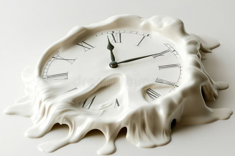 Surreal Melting Clock Sculpture. Fluidity of Time Concept Stock Photo ...