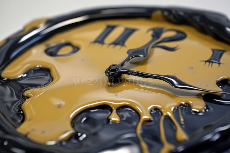 Surreal Melting Clock Sculpture. Fluidity of Time Concept Stock Photo ...